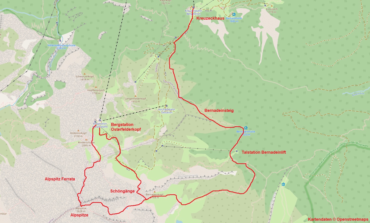 alpspitze-openstreetmaps | Klettersteige ↔ Klettersteig Touren mit ...